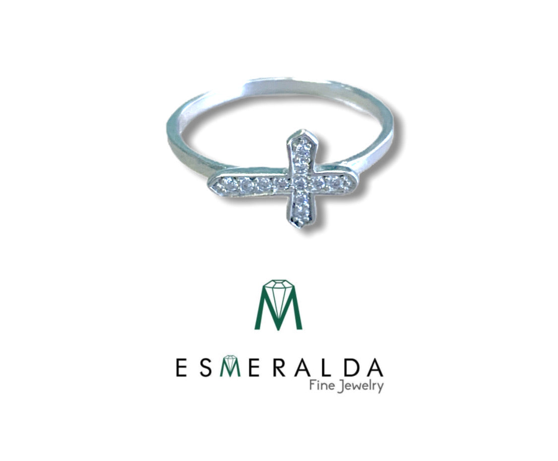 Horizontal Cross Ring – Esmeralda Fine jewlery llc