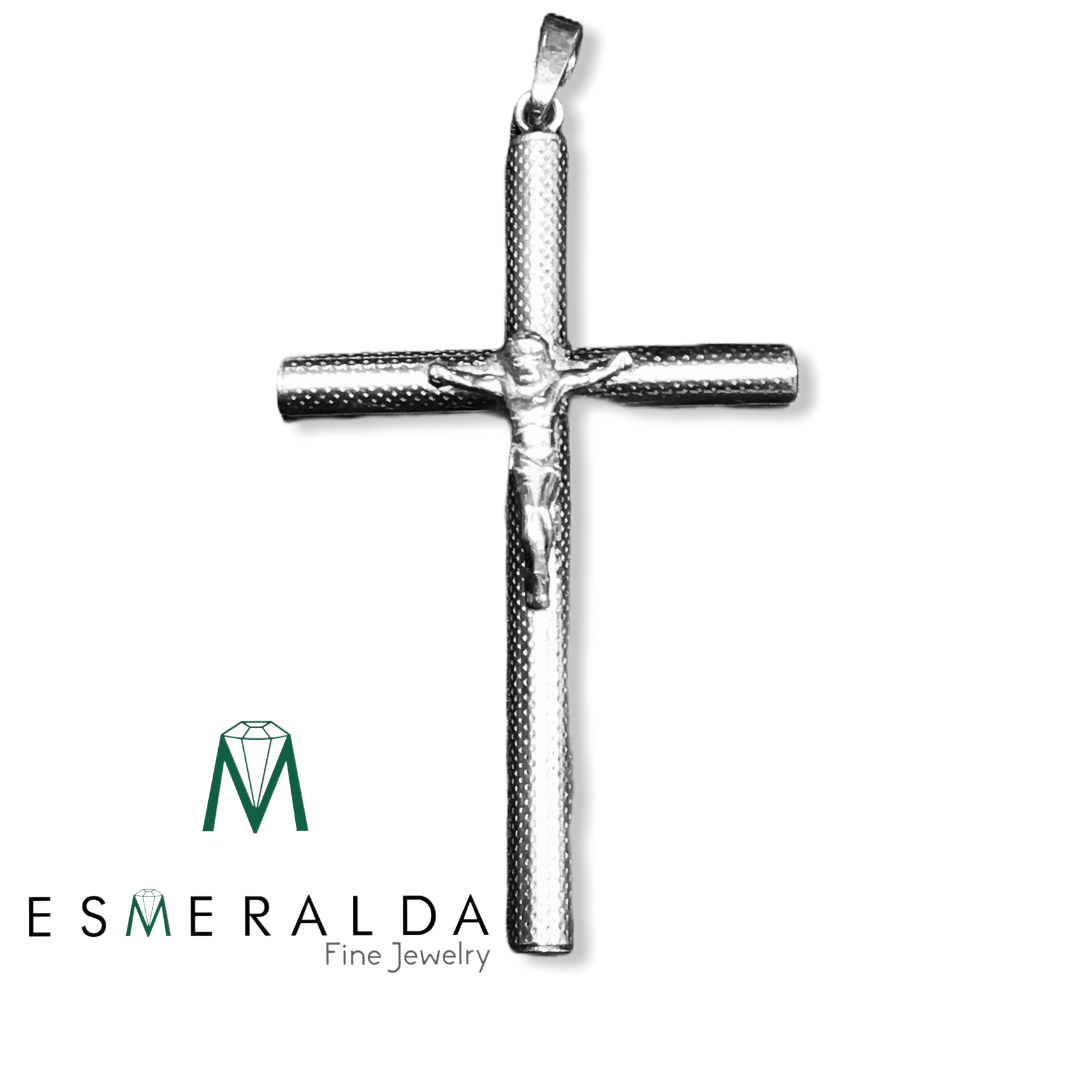 Large Silver Cross Cylinder Design – Esmeralda Fine jewlery llc